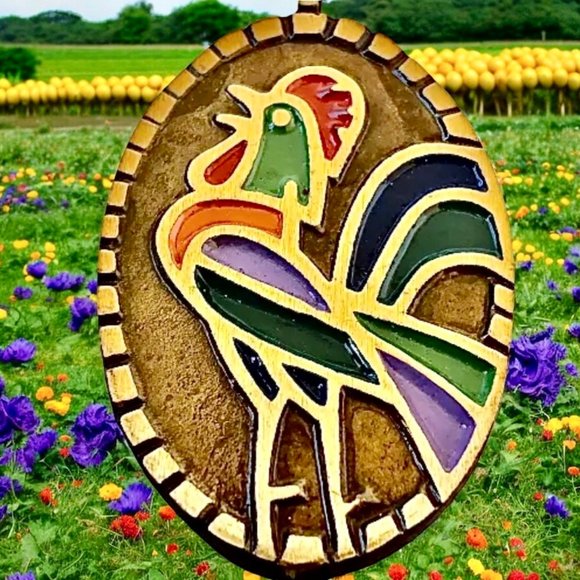 TSG Phila De Colores | Jewelry | Rooster Vintage Pendant Oval Signed ...
